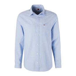 Langarmhemd Tommy Jeans "TJM REG LINEN BLEND SHIRT" Gr. L, N-Gr, blau (moderate blue) Herren Hemden Langarm