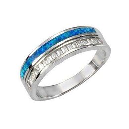 Fingerring Vivance "925/- Sterling Silber Opal & Zirkonia" Fingerringe Gr. 052 (16,6), Silber 925 (Sterlingsilber), weiß (weiß, blau) Damen Fingerringe