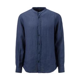 Leinenhemd OLYMP "Casual" Gr. XL, N-Gr, blau (marine) Herren Hemden Langarm