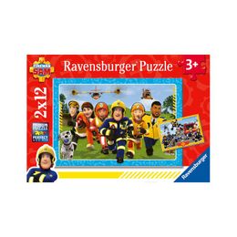 RAVENSBURGER VERLAG Puzzle FIREMAN SAM - DIE RETTUNG NAHT 2 Stück a 12 Teile