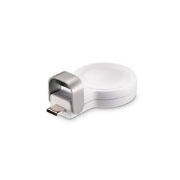 Hama Kabelloses Ladegerät für Apple Watch, mit USB-C Anschluss USB-Ladegerät (1-tlg., Wireless Charger, Magnetische Ausrichtung, Schnellladegerät), weiß