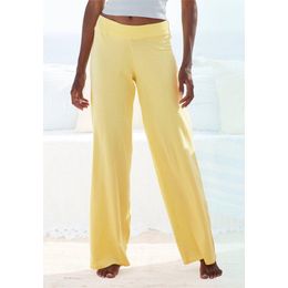 Lascana Strickhose -Loungehose mit weitem Bein, Loungewear, gelb
