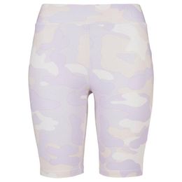 Urban Classics Stoffhose Urban Classics Damen Ladies High Waist Camo Tech Cycle Shorts (1-tlg), bunt|lila