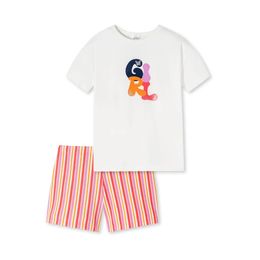 Schiesser Schlafanzug 'Girls World' M&auml;dchen Gr&ouml;&szlig;e 128 navy / gelb / koralle / offwhite