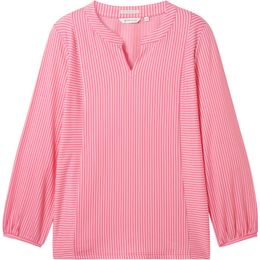 Tom Tailor plus Blusenshirt, Split-Neck, Regular-Fit, für Damen, pink, 48