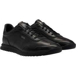 BOSS Sneaker, Schnürung, Leder, für Herren, schwarz, 41