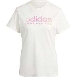 Adidas T-Shirt, Baumwolle, Logo-Print, für Damen, weiß, XS