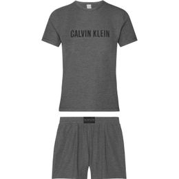 Calvin Klein Shorty, 2-teilig, Logo-Print, für Damen, grau, XS