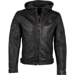 Gipsy® Bikerjacke, Leder, abnehmbare Kapuze, für Herren, schwarz, XL