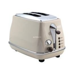 De'Longhi Toaster Icona Vintage CTOV 2103.BG beige, 900 Watt, für 2 Scheiben Toast Leistung: 900 Watt Kapazität: 2 Scheiben Toast Funktionen: Auftauen, Aufwärmen, Bagel-Funktion, Liftfunktion, Stopp-Taste Ausstattung: Brötchenaufsatz, Krümelschublade