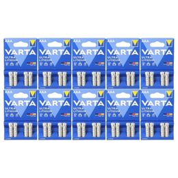 Varta 40x Varta Ultra Lithium AAA Micro Batterie 10x 4er Blister 6103 Batterie
