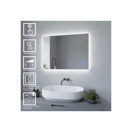 AQUALAVOS Badspiegel LED Badspiegel mit Touch-Schalter 80x60cm Energiesparend Beleuchtung