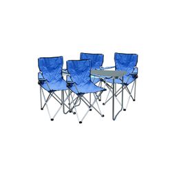 Mojawo Essgruppe 5-teiliges Campingmöbel Set Blau 4x Stuhl inkl. Tasche + 1x Tisch