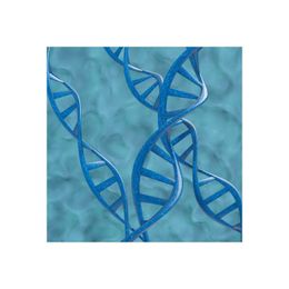 Wallario Memoboard DNA-Strang in blau auf türkisem Hintergrund