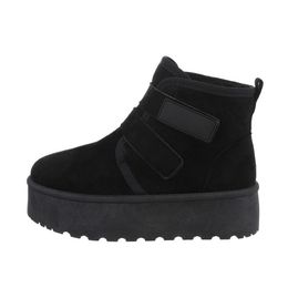 Ital-Design Damen Snowboots Freizeit Snowboots Flach Plateaustiefeletten in Schwarz