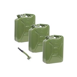 TrutzHolm Kanister 3x 20l Benzinkanister aus olivgrünem Metall inkl. Ausgießer geeignet