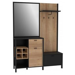 Forte Möbel Forte Möbel Garderobe Kompakt Garderobe Diele Flur HIGH ROCK Riviera Eiche / Schwarz Diele