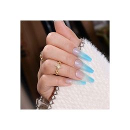 AUKUU Kunstfingernägel Lake Lake Blue Gradient Ballet Nails Künstliche Nägel