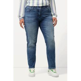 Ulla Popken Regular-fit-Jeans Boyfriend-Jeans Streifen lässig weit 5-Pocket-Hose