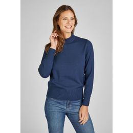 Strickpullover Rabe "Rabe Pullover" Gr. 50, blau (dunkelblau) Damen Pullover Rollkragenpullover