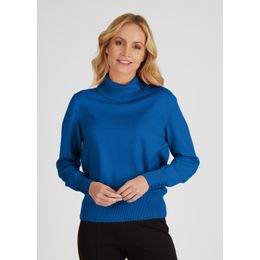 Strickpullover Rabe "Rabe Pullover" Gr. 46, blau (dunkelblau) Damen Pullover Rollkragenpullover