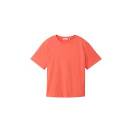 Tom Tailor Denim Damen Basic T-Shirt, rot, Uni, Gr. XL
