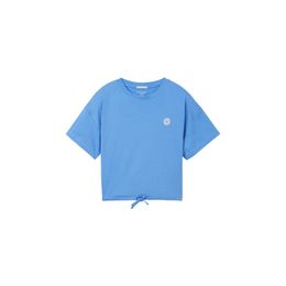 Tom Tailor Mädchen Cropped T-Shirt mit Bio-Baumwolle, blau, Uni, Gr. 176