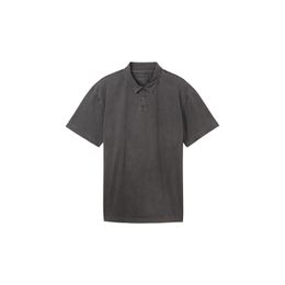 Tom Tailor Denim Herren Relaxed Poloshirt, schwarz, Uni, Gr. XL