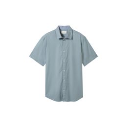 Tom Tailor Herren Basic Kurzarmhemd aus Popeline, grün, Uni, Gr. L