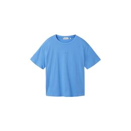 Tom Tailor Denim Damen Basic T-Shirt, blau, Uni, Gr. L