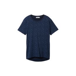 Tom Tailor Denim Damen T-Shirt mit Bio-Baumwolle, blau, Muster, Gr. S
