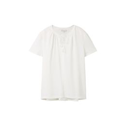Tom Tailor Damen T-Shirt mit TENCEL(TM) Modal, weiß, Uni, Gr. L