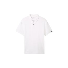 Tom Tailor Denim Herren Relaxed Poloshirt mit Bio-Baumwolle, weiß, Uni, Gr. M