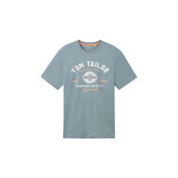 Tom Tailor Herren T-Shirt mit Logo Print, grün, Logo Print, Gr. XXL