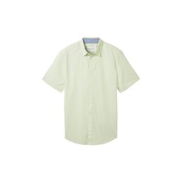 Tom Tailor Herren Basic Kurzarmhemd aus Popeline, grün, Uni, Gr. XXL