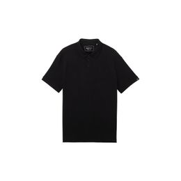 Tom Tailor Denim Herren Relaxed Poloshirt mit Bio-Baumwolle, schwarz, Uni, Gr. XL