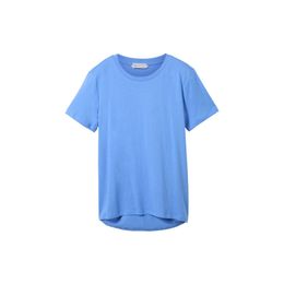 Tom Tailor Denim Damen T-Shirt mit Bio-Baumwolle, blau, Uni, Gr. XL
