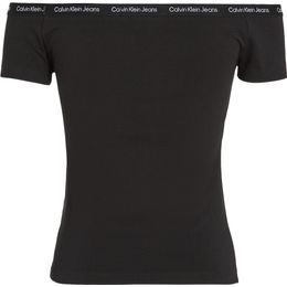Calvin Klein Jeans T-Shirt, Carmen-Ausschnitt, figurbetont, für Damen, schwarz, XL