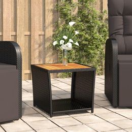 Beistelltisch,Kaffeetisch mit Holzplatte Schwarz Poly Rattan & Akazienholz vidaXL