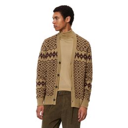 Marc O'Polo Cardigan MARC O'POLO "aus Baumwolle-Schurwolle-Mix" Gr. L, braun Herren Strickjacken Cardigans