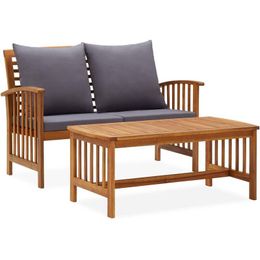 2-tlg. Garten-Lounge-Set,Gartenmöbel-Set mit Kissen Massivholz Akazie vidaXL