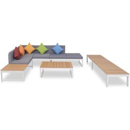 Bonnevie - 5-tlg. Garten-Lounge-Set,Gartenmöbel-Set mit Auflagen Aluminium und wpc vidaXL