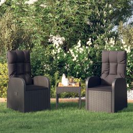 Garten-Liegestühle 2 Stk. mit Auflagen Poly Rattan Schwarz vidaXL767253