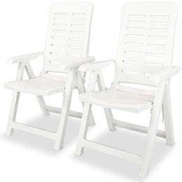 Bonnevie - Verstellbare Gartenstühle 2 Stk. Gartensessel Kunststoff Weiß vidaXL
