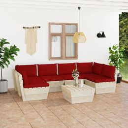 7-tlg. Garten-Sofagarnitur aus Paletten,Gartenmöbel-Set mit Kissen Fichtenholz vidaXL