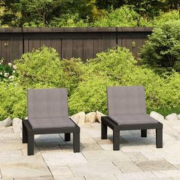 Gartenstühle mit Auflagen 2 Stk. Gartensessel Kunststoff Grau vidaXL