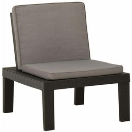 Garten-Lounge-Stuhl mit Auflage Kunststoff Grau vidaXL460155