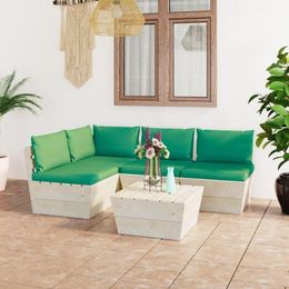 Bonnevie - 5-tlg. Garten-Sofagarnitur aus Paletten,Gartenmöbel-Set mit Kissen Fichtenholz vidaXL