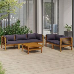 6-tlg. Garten-Lounge-Set,Gartenmöbel-Set mit Auflage Massivholz Akazie vidaXL
