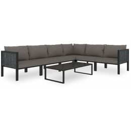 7-tlg. Garten-Lounge-Set,Gartenmöbel-Set mit Auflagen Poly Rattan Anthrazit vidaXL